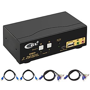 CKL 4K KVM Switch Dual Monitor for 2 Computers 2 Monitors (HDMI+ HDMI 4K@30Hz)