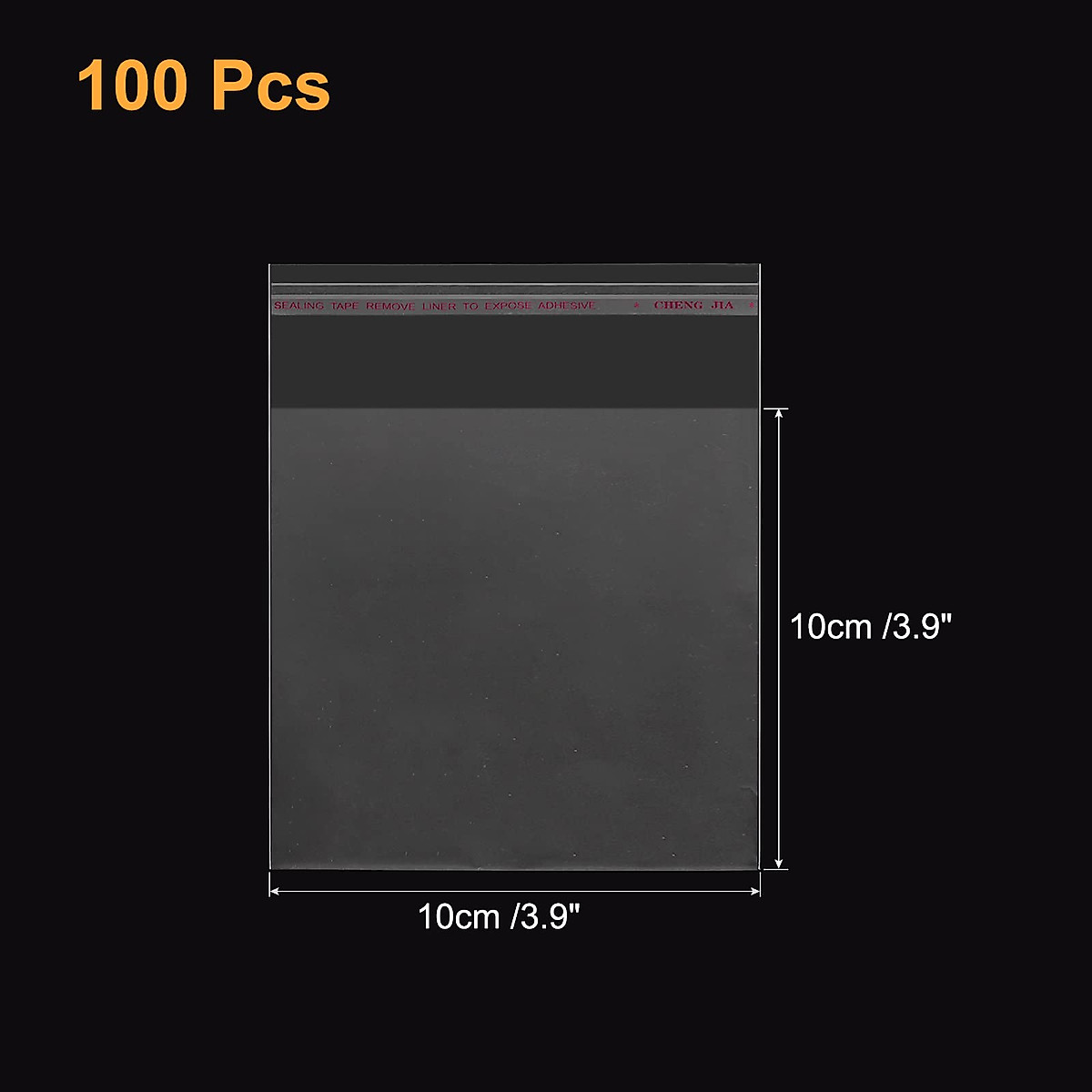 uxcell 100Pcs Clear Cello Bags, 4" x 4" Plastic Self Sealing OPP Cello Treat Bags Cello Poly Bags for Packing Cookies Candy Jewelry Gifts, Clear