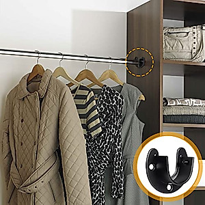 JMIATRY 12 PCS Closet Rod Brackets 1 Inch Closet Pole Socket Metal Closet Rod Brackets Heavy Duty Closet Rod Support Bracket U-Shaped Open Black Closet Rod Holders with Screws