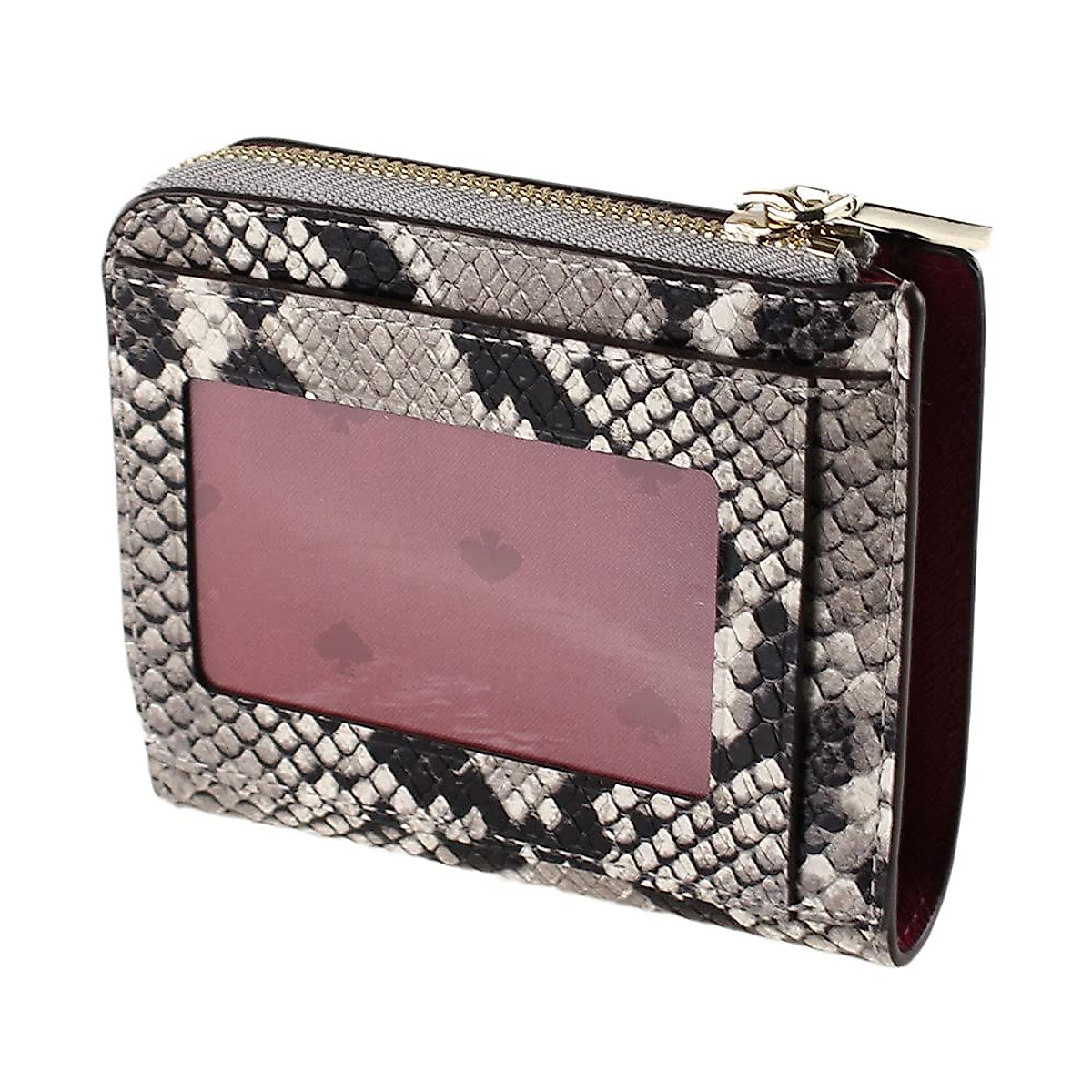 kate spade new york Eva Exotic Snake L-Zip Small Bifold Wallet (Grey, Black, Creme)