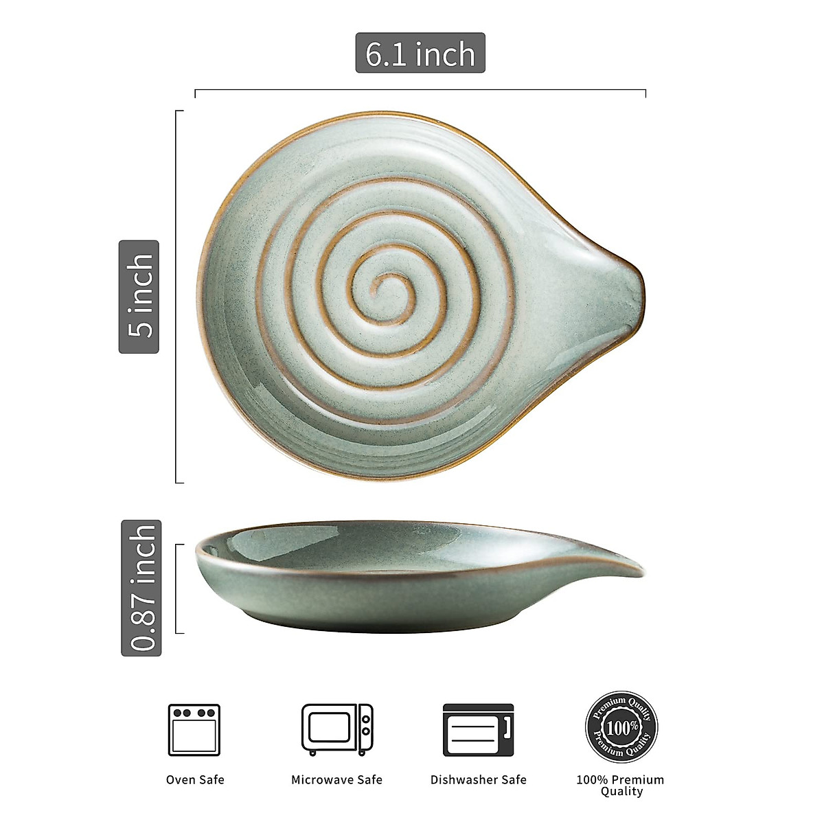 LAUCHUH Spoon Rest, 5" Large Spoon Holder for Stove Top Ceramic Spoon Rest Spatula Rest for Kitchen Utensils, Ladle, Coffee Spoons, Cooking spoons, Spatula, Tongs, Thanksgiving Day, Unique Gray