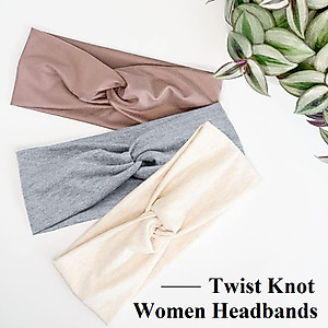 AKTVSHOW Boho Wide Twist Turban Headbands Non Slip - Soft Elastic Hair Accessories for Women's Short, Long, and African Hair Styles