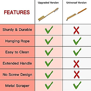 Pizza Stone Brush, G.a HOMEFAVOR Pizza Oven Brush with Scraper, 25" Long Pizza Stone Cleaning Brush, Pizza Oven Tools and Accessories