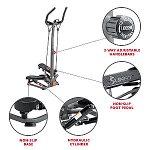 Sunny Health & Fitness Handlebar Fitness Step Machine with Resistance Bands - SF-S020065