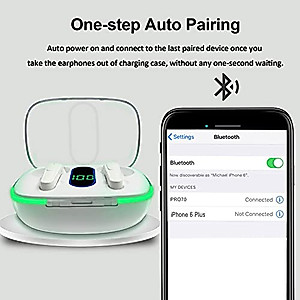 Conchpeople Pro 70 True Wireless Earbuds Bluetooth 5.3 Wireless Earphones with Microphone, IPX7 Waterproof, Charging Case LED Power Display, ANC Earphones Compatible with iPhone & Android (White)