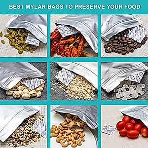 The Best Organized 100 Pack Mylar Bags for Food Storage with 100x400cc Oxygen Absorbers - 9 Mil 10'' x14'' 6'' x9'' 4.3'' x6.3'' Resealable Long Term Products & Ziplock Grade Pouches, (Myl_1)