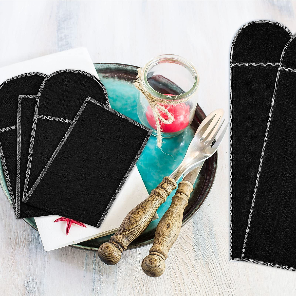 Weewooday 12 Pieces Silver Storage Bags Flatware Storage Silverware Storage Box Black Velvet Cloth Flatware Organizers Anti Tarnish Silverware Sleeves for Kitchen Teaspoon Cutlery Utensil Flatware