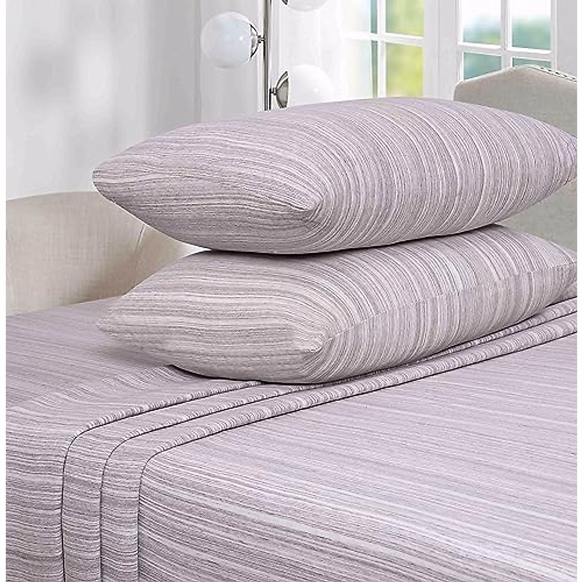 Briarwood Home Spaced Dyed Heather Jersey Sheet Set 4pc Bedding 100% Pure Cotton Bed Set Breathable Deep Pocket Easy Fit Comfortable Cozy T-Shirt Soft Sheets Premium Bedding Set (Space Gray, Full)