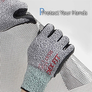DEX FIT Level 2 Cut Resistant Gloves CR533 - Firm Non-Slip Grip; Thin & Lightweight; Durable & Foam Coated; Soft & 3D-Comfort Fit; Washable; Grey 8 (M) 1 Pair