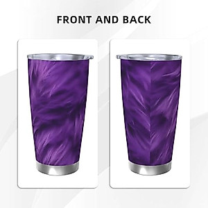 EKPRAVDKTF Purple 20oz Insulated Stainless Steel Tumbler With Lids And Straws, Double Wall Vacuum Travel Coffee Mug, Thermal Cup For Cold & Hot Drinks, Reusable Metal Straw & Brush