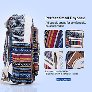 Small cotton stripe hemp backpack, Hemp backpack, traveling backpack, nepali backpack, himalayan backpack, small 13" bag (BG-001-SM)