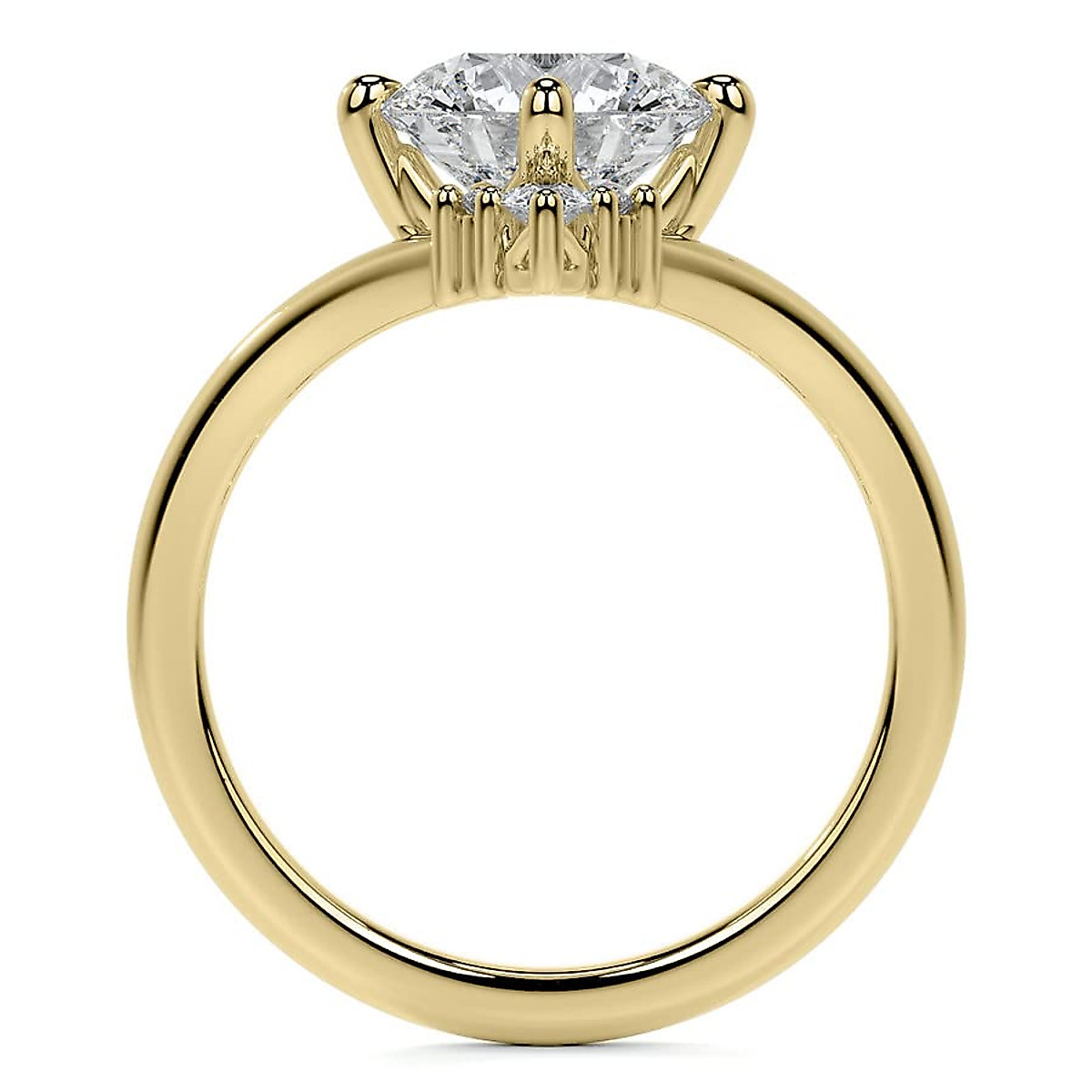 10K Solid Yellow Gold Handmade Engagement Ring 2.50 CT Round Cut Moissanite Diamond Solitaire Wedding/Bridal Ring Set for Women/Her, Fancy Ring Gifts for Her