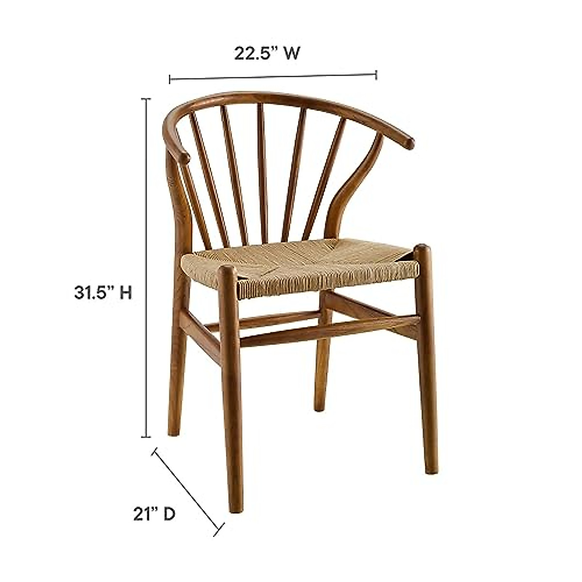 Modway Flourish Mid-Century Modern Rustic Farmhouse Wood Dining Chair in Walnut