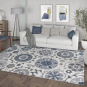 Wendy Transitional Floral Cream Runner Rug, 2' x 10'