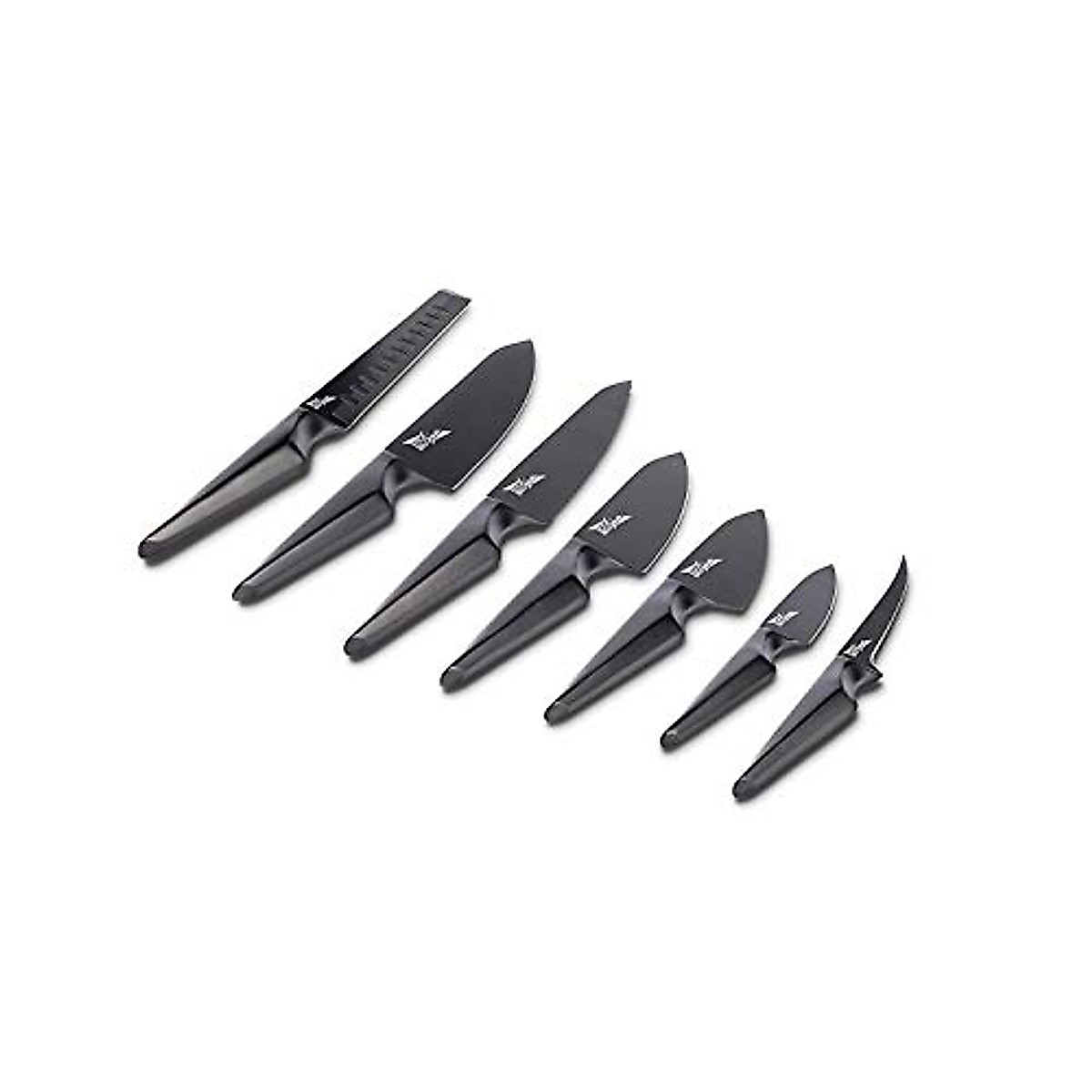 Edge of Belgravia GALATINE's Professional Chef Knives Set With Erogonomic Grip For Kitchen & Dining,Thick Blade,Stainless Steel (7pcs,Black)