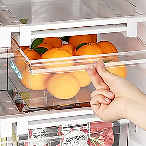 BETSO Refrigerator Organizer Bins,Refrigerator Drawer Organizer,Pull Out Fridge Drawer,Clear Container for Food,Vegetable,Fruit Fit for 𝟏𝟏.𝟖𝟏𝐭𝐨 𝟏𝟔.𝟗𝟑 𝐢𝐧𝐜𝐡𝐞𝐬 Fridge Shelf