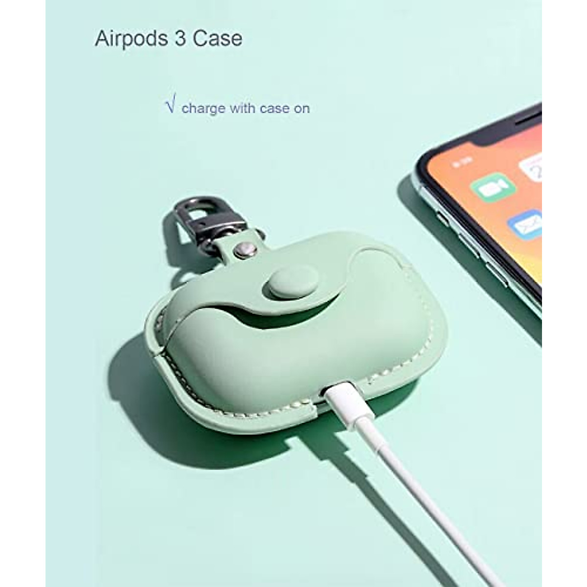 Miitoomo AirPods 3 Case Leather Case for Apple AirPods 3rd Generation Fashion Rose Pink Case Snap Closure Charging Case (Light Pink)