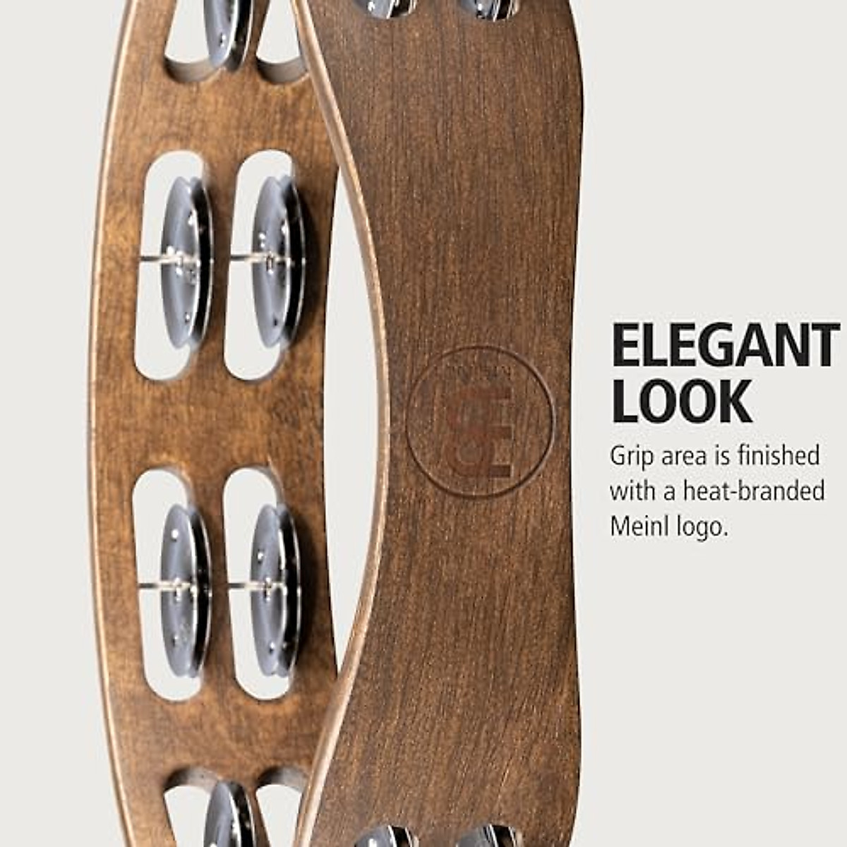 Meinl Percussion Traditional Wood Tambourine with Stainless Steel Jingles, Double Row — NOT Made in China — for All Musicians, 2-Year Warranty (TA2WB)