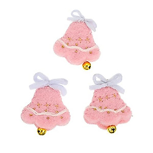 TEHAUX 3pcs Bell Stickers Christmas Hair Clip Bows Nativity Ornaments for Wool Felt Christmas Patches Christmas Tree Ornaments Jungle Decorations Decor Headwear Accessories Pink