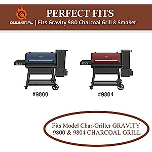 QuliMetal Grill Cover for Char-Griller Gravity 980 Charcoal Grills, Fits Model Char-Griller Gravity 9800 and 9804 Charcoal Grills, 600D, UV Resistant Smoker Cover