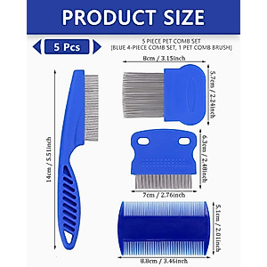 4 Pack Cat Dog Flea Comb, Stainless Steel Pet Comb For Dogs Cats Effective Against Fleas & Lice Professional Flea Comb For Dog & Cat