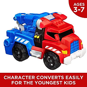 Transformers Playskool Heroes Rescue Bots Optimus Prime, 4.5-Inch Action Figure, Kids Converting Robot Toy, Christmas Stocking Stuffers, Ages 3+
