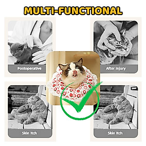 Cute Cat Recovery Collar Soft Adjustable Cats Cone Anti-Bite Pet Neck Pillow Easy to Wear Prevent Lick Wound After Surgery Injury (M(14-22lb),Red)