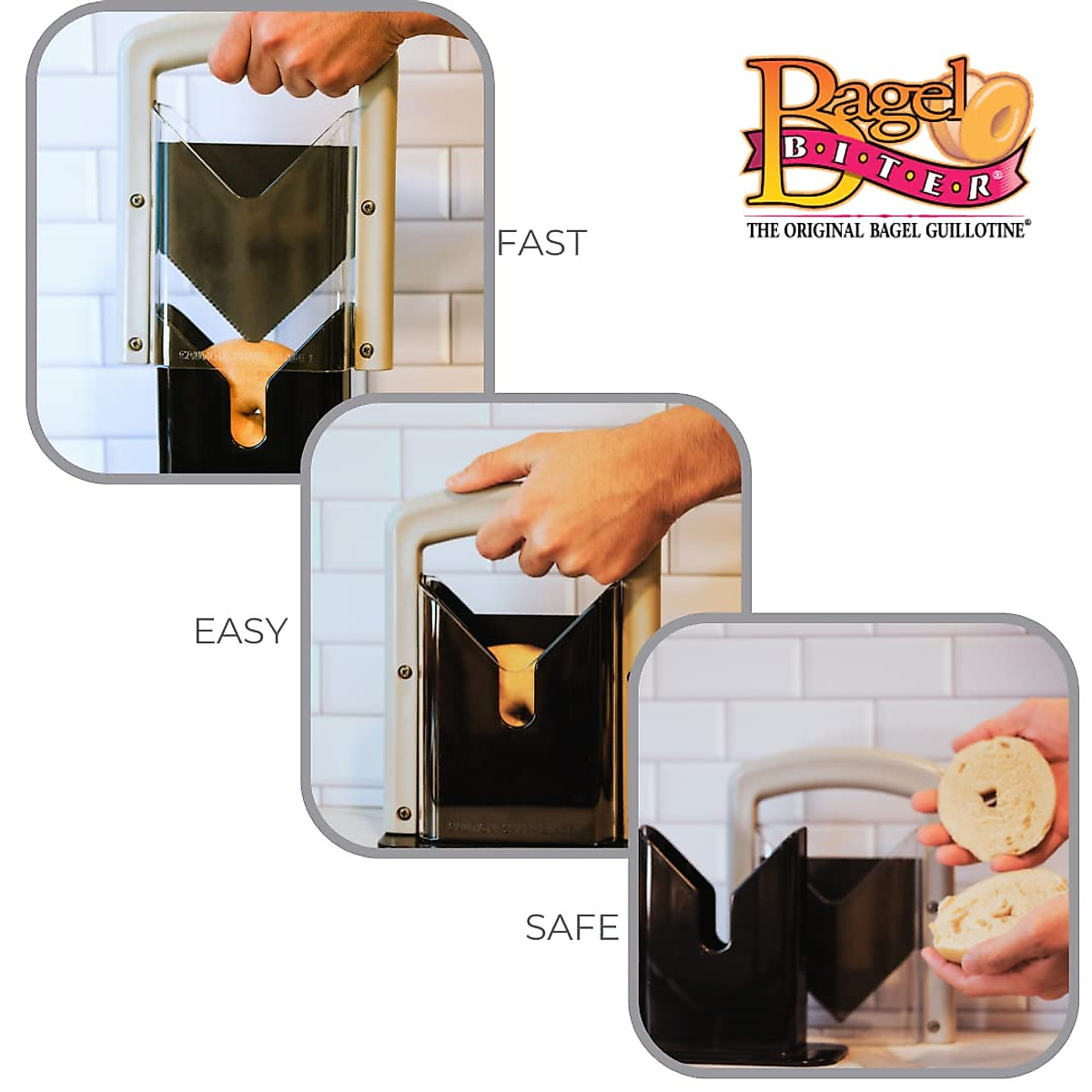 The Original Bagel Guillotine - Commercial Bagel Biter PRO - Model 7800 - BPA Free - NSF Approved - Dishwasher Safe - Made in USA