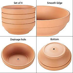 Clay Pots for Plants with Drainage Hole, 4 Pack Large Terra Cotta Plant Pot, 7.67 Inch Terra Cotta Pot Ceramic Pottery Planter Cactus Flower Pots Succulent Pot