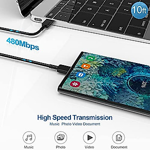 Fast Charger Type C, 2Pack 25W USB C Wall Charger Fast Charging Block with 10ft C to C Charging Cable for Samsung Galaxy S22, S22 Plus, S20 / S21 Ultra Plus, Note 20 / Note 10 Plus