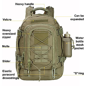 Jungle Leopard 60L Backpack for Men Large Military Backpack Tactical Travel Backpack for Work Camping Hunting Hiking (Color : BP-ZY74-BK)