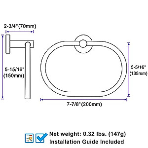 Towel Ring Brushed Gold, Angle Simple SUS 304 Stainless Steel Modern Towel Holder, Bathroom Hand Towel Rack Wall Mounted