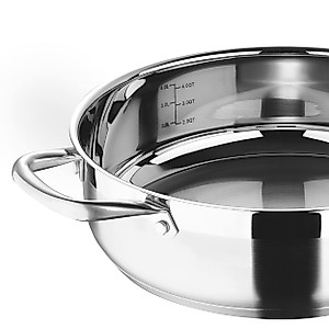 Bergner - Gourmet - 5 Quart Sauté Pan with Lid – Stainless-Steel Non-Stick Saucepan with Tempered Glass Lid - Even Heat Distribution - Safe For All Stove Types