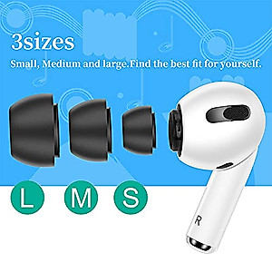Pious Premium Memory Foam Tips for AirPods Pro, No Silicone Ear Tip Pain, Fit in The Charging Case, Noise-Reducing in-Ear Ear Caps Accessories, 3 Pairs (Assorted Sizes S/M/L), Black