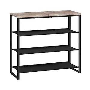 HOOBRO Shoe Rack, 4 Tier Shoe Storage Organizer with 3 Oxford Fabric Shelves and Top Panel, Holds 12-16 Pairs of Shoes for Entryway and Closet, Industrial, Greige BG47XJ01G1