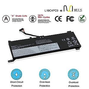 MULS 60Wh L19C4PC0 Laptop Battery Compatible with Lenovo Legion 5P-15IMH05 Legion 5-15IMH05 5-15ARH05 Series L19C4PC1 L19M4PC1 L19M4PC0 5B10W86194 5B10W86192 5B10W86195 5B10W86196 4010mAh