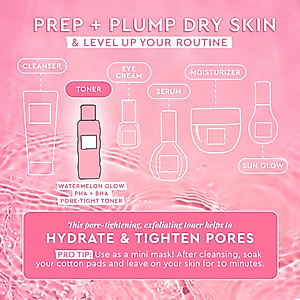 Glow Recipe PHA + BHA Face Toner - Skin Care Toner, Pore Minimizer & Gentle Face Exfoliant - Exfoliating, Soothing, Tightening & Hydrating Toner with Hyaluronic Acid & Watermelon (150ml)