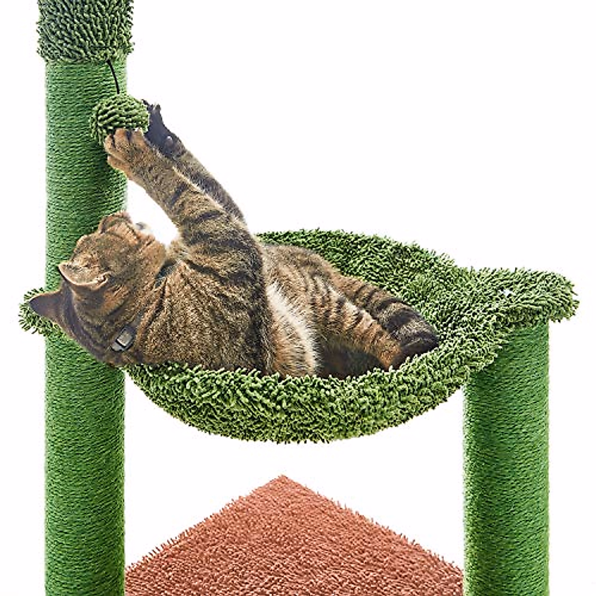 Catinsider 35 Inches Cactus Cat Tree with Hammock and Full Wrapped Sisal Scratching Post for Cats Brown Large