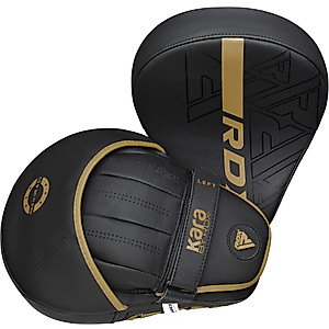 RDX Boxing Pads and Bag Gloves Set, Maya Hide Leather Kara Hook and Jab Training Pads, Curved Focus Mitts for MMA, Muay Thai, Kickboxing Coaching, Martial Arts, Punching Hand Target Strike Shield