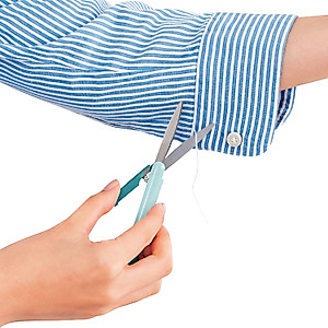 Plus Pen Style Non Stick Compact TSA Twiggy Scissors with Cover Turquoise