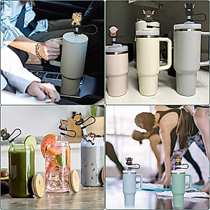 Straw Toppers, 6PCS 10mm Highland Cow Straw Cover Compatible with Stanley Yeti Tumbler Straw, 0.4in Cow Straw Topper Cap, Cute Stanley Cup Accessories