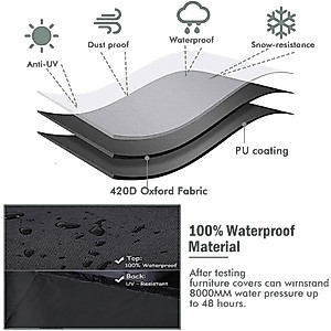 KDXAOBEI Patio Furniture Covers 79x55x39inch/LxWxH,Outdoor Table Covers Waterproof Rectangle Heavy Duty 420D Outdoor Lawn Patio Furniture Covers with Durable Hem Cord - Black - Large
