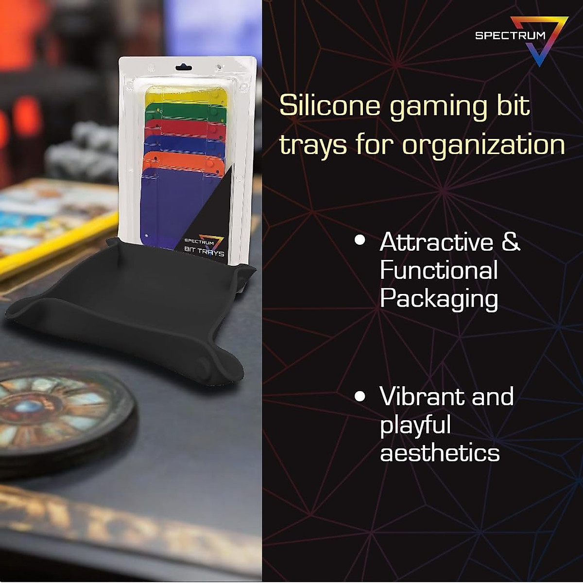 BCW Spectrum Bit Trays - 6 Foldable Silicone Trays for Board Game Storage