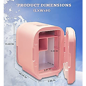 VNIMTI Mini Skincare Fridge 8 Liter, Portable Small Compact Refrigerator Mirror Makeup Fridge with AC/DC Power, Perfect for Bedroom, Office, Car, Outdoor (Mirror - Pink)