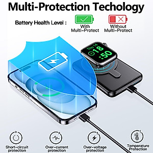 kurdene Wireless Portable Charger, 3 in 1 Magnetic Power Bank Compatible with iWatch Charger,5000mAh Mag-Safe Batteries Pack,Compatible with iPhone 15/14/13/12 Series, Apple Watch, Airpods-Black