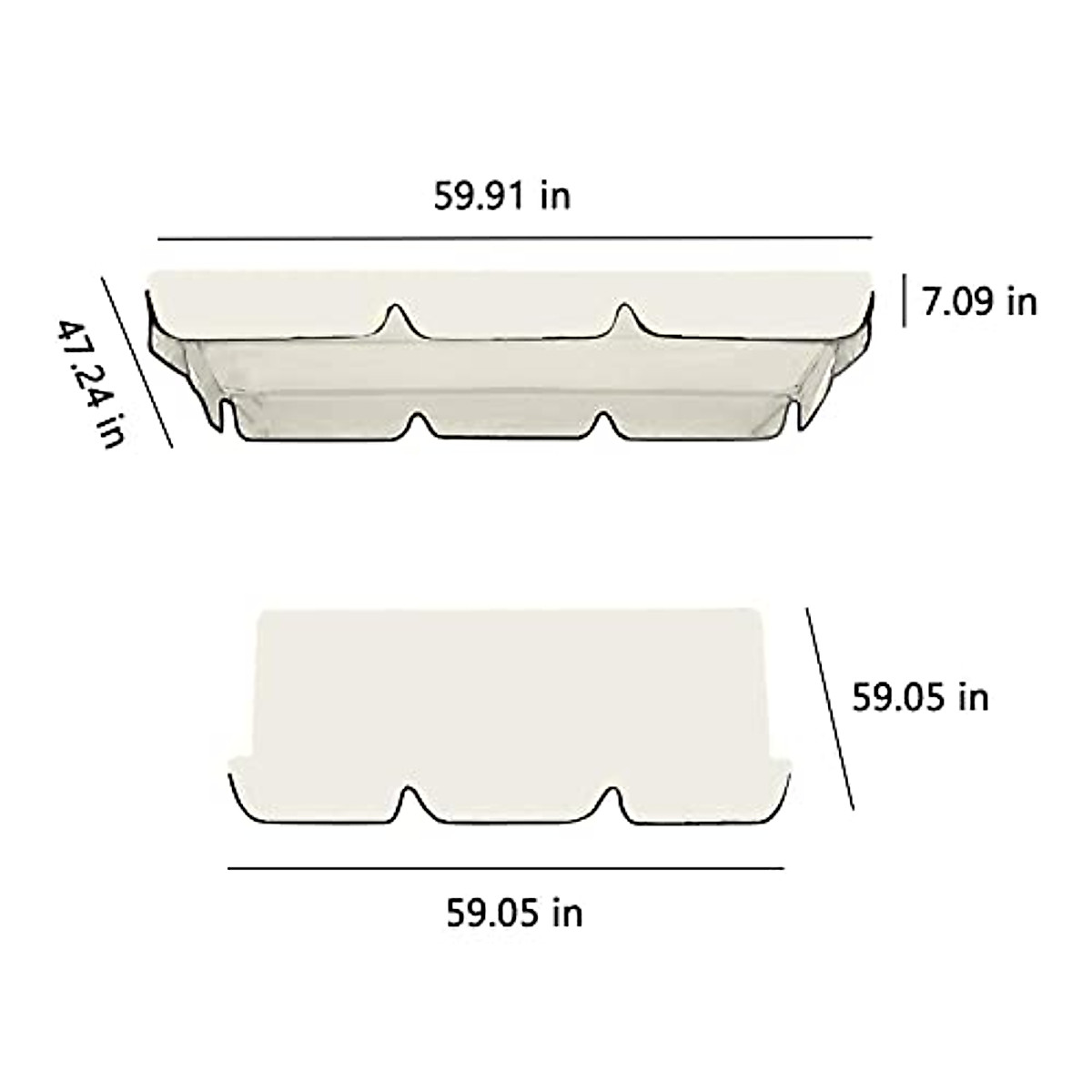 Porch Swing Canopy Waterproof Top Cover Set, Garden Swing Seat Replacement Canopy Awning Canopy Cover/Seat cover Outdoor Patio Ham-mock Swing Seat Cushion Cover (Beige #)