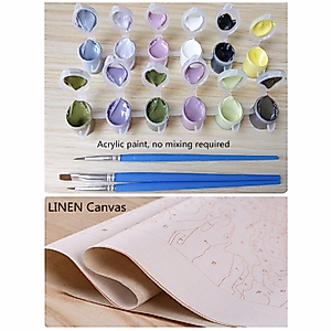 MONDART Paint by Numbers for Adults Beginners Kits DIY Oil Painting Kit Canvas Acrylic Pigment Arts Craft for Home Wall Decor Christmas Gift-Fantasy House 16x20 Inch (NO Frame)