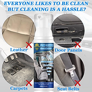 Foam Cleaner For Car, 2 Pack Interior Car Cleaning Kit for Car and House, Car Interior Cleaner Remove Stain from Leather, Carpet, Upholstery, Fabric, Lemon Flavor Car Detailing Kit Interior Cleaner