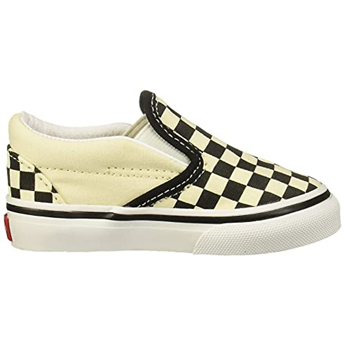 Vans Unisex-Child Classic Slip-ON-K, Black/White Checkerboard/White, 8 M US Toddler