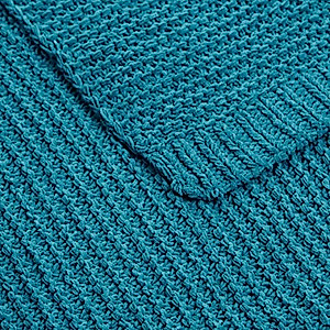 Amazon Basics Knitted Chenille Throw Blanket - 60 x 80 Inches, Teal